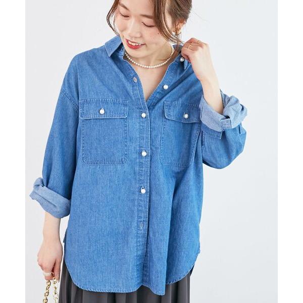『タイムセール実施中』ZOZO問い合わせ番号:93151236ショップ:le.coeur blanc，ルクールブランブランド:le.coeur blanc，ルクールブラン商品名:《軽いシャツ素材》パールボタンデニムシャツカテゴリ:トップス&...