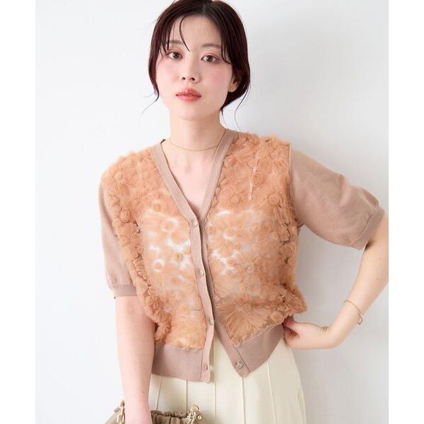 『タイムセール実施中』ZOZO問い合わせ番号:93151244ショップ:le.coeur blanc，ルクールブランブランド:le.coeur blanc，ルクールブラン商品名:チュール刺繍ハーフスリーブカーディガンカテゴリ:トップス&gt...