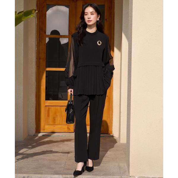 『タイムセール実施中』ZOZO問い合わせ番号:93184326ショップ:DRESS+，ドレス プラスブランド:DRESS PLUS，ドレスプラス，DRESS STAR，ドレス スター商品名:プリーツ切り替え セットアップ パンツドレスカテゴ...