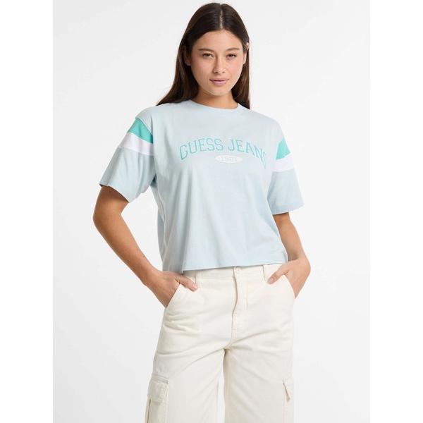 『セール実施中』ZOZO問い合わせ番号:93186677ショップ:GUESS，ゲスブランド:GUESS JEANS，ゲスジーンズ，Guess，ゲス商品名:GUESS JEANS Ss Cn Boxy Pieced Tee 半袖Tシャツ レデ...