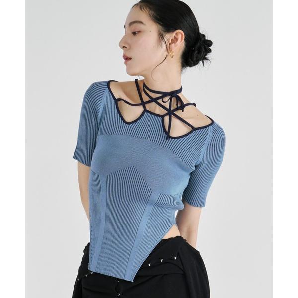 ZOZO問い合わせ番号:93250479ショップ:Ezick，エジックブランド:Ezick，エジック商品名:2way design code neck　イレリブ配色トップスカテゴリ:トップス>ニット/セーターブランド品番:329998...