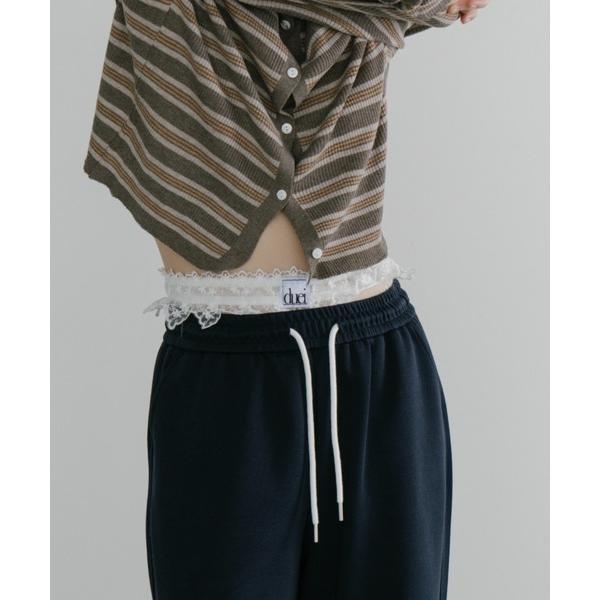 『タイムセール実施中』ZOZO問い合わせ番号:93252484ショップ:YARD PLUS/AUNT MARIE'S，ヤードプリュス/アントマリーズブランド:duei，デュイ商品名:レースレイヤードスウェットパンツ【低身長向けSサイズ展開有...