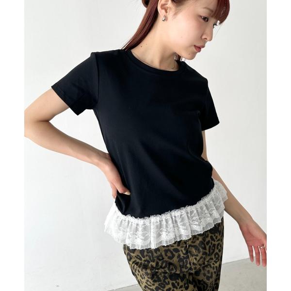 『セール実施中』ZOZO問い合わせ番号:93253136ショップ:Outfitter lab，アウトフィッターラボブランド:Bamm，バム，Outfitter lab，アウトフィッターラボ商品名:裾レースデザインTシャツカテゴリ:トップス&...