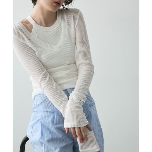 『タイムセール実施中』ZOZO問い合わせ番号:93315777ショップ:Auntie Rosa，アンティローザブランド:Trish，トリッシュ商品名:深Vネックシアーロングスリーブカットソーカテゴリ:トップス>Tシャツ/カットソーブラ...