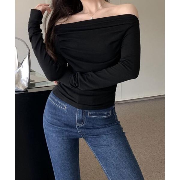 『タイムセール実施中』ZOZO問い合わせ番号:93346090ショップ:Ada.，エイダブランド:kirakiraShop，キラキラショップ商品名:オフショルダー サイドギャザー カットソーカテゴリ:トップス>Tシャツ/カットソーブラ...