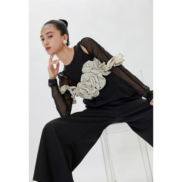 『タイムセール実施中』ZOZO問い合わせ番号:93382835ショップ:bflat，ビーフラットブランド:niana，ニアナ，ANDRESD，アンドレスド商品名:ラッフルビスチェパンツドレス 3点セット オールインワン シアーブラウス 結婚...