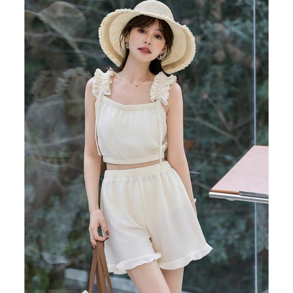 『タイムセール実施中』※このアイテムは返品・交換対象外商品です。ZOZO問い合わせ番号:93383964ショップ:TeddyShop，テディショップブランド:TeddyShop，テディショップ商品名:レディース水着 ギャザーフリルハイウエス...