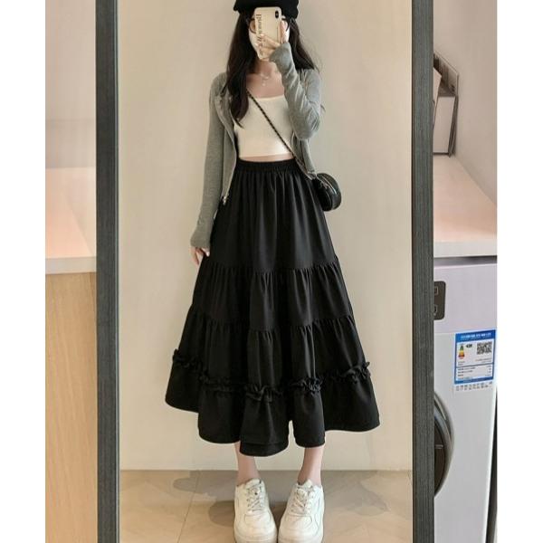 『タイムセール実施中』ZOZO問い合わせ番号:93419021ショップ:gossip！ロサンゼルス，ゴシップロサンゼルスブランド:gossip！ロサンゼルス，ゴシップロサンゼルス商品名:レトロ風 フリルティアードスカート 無地 日常カジュア...