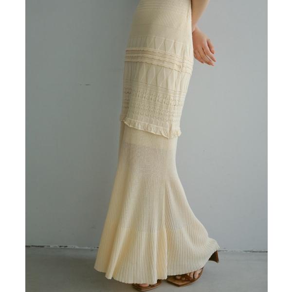 『タイムセール実施中』ZOZO問い合わせ番号:93488689ショップ:CASA FLINE，カーサフラインブランド:CASA FLINE，カーサフライン商品名:レース編みラインニットスカートカテゴリ:スカート>スカートブランド品番:...