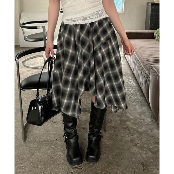 『タイムセール実施中』ZOZO問い合わせ番号:93489233ショップ:Ada.，エイダブランド:VQ，ブイキュー，ADDITION STORE，アディションストア商品名:asymmetry check pattern skirt / アシ...