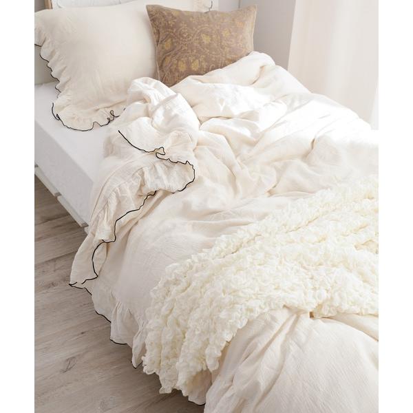 ZOZO問い合わせ番号:93621011ショップ:Francfranc，フランフランブランド:Francfranc，フランフラン商品名:ふんわりやわらか　フリルガーゼ 掛け布団カバー S IVXBK　綿100％カテゴリ:インテリア>寝...