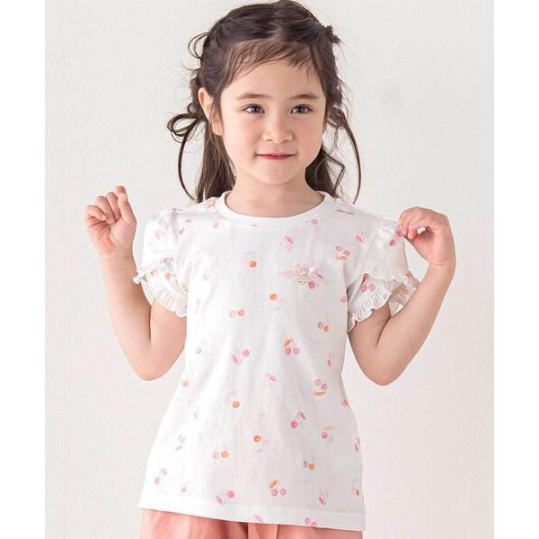 『セール実施中』ZOZO問い合わせ番号:93621923ショップ:BEBE ONLINE STORE，ベベ オンラインストアブランド:SLAP SLIP，スラップスリップ商品名:【お揃い】アイスチェリーレモン総柄フリル袖Tシャツ(80~13...