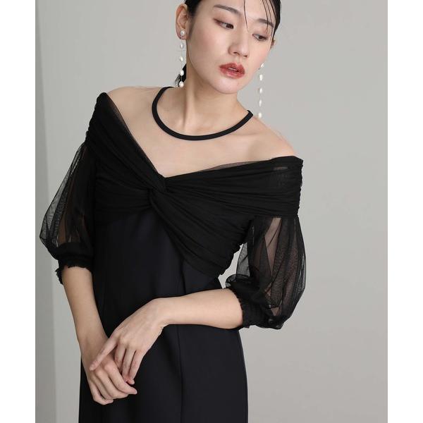 ZOZO問い合わせ番号:93622939ショップ:PourVous，プールヴーブランド:atlo，アトロ商品名:ロング＆七分袖フォーマルチュールオフショルダー胸パット入りセレモニー結婚式二次会パーティードレスオケージョンドレス同窓会成人式カ...