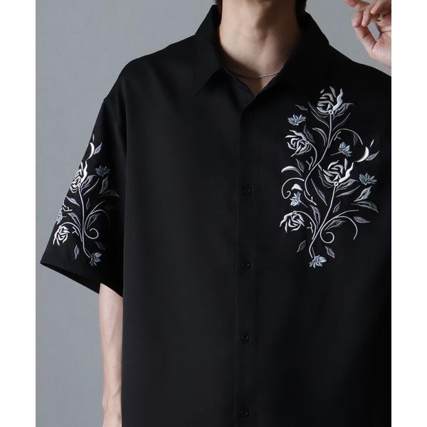 ZOZO問い合わせ番号:93626448ショップ:Art re A，アトリエブランド:welise，ウェライズ商品名:【welise/ウェライズ】リッチドレープスムース ”Embroidary”アソートフラワー刺繍 半袖オーバーシャツカテゴ...