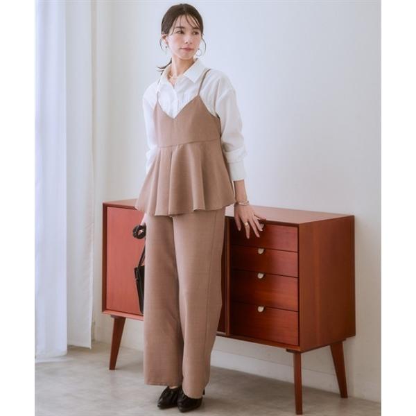 ZOZO問い合わせ番号:93658738ショップ:nissen，ニッセンブランド:nissen，ニッセン商品名:キャミソールセットアップ（タックキャミソール＋セミワイドパンツ）＜大きいサイズ有＞カテゴリ:ジャケット/アウター>セットア...