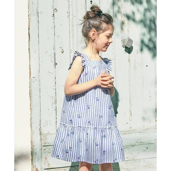 『セール実施中』ZOZO問い合わせ番号:93659555ショップ:CHOPIN，ショパンブランド:utremi，ユトレミ，CHOPIN，ショパン商品名:【キッズ】コットンチェリー刺繍ストライプワンピースカテゴリ:ワンピース/ドレス>ワ...