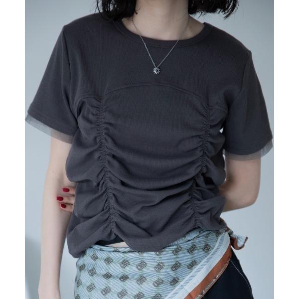 ZOZO問い合わせ番号:93659950ショップ:Auntie Rosa，アンティローザブランド:VACANCY，ヴァカンシー商品名:シャーリングトップスカテゴリ:トップス>Tシャツ/カットソーブランド品番:VCASC252006/B...