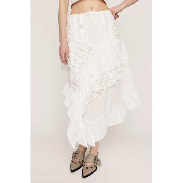 『タイムセール実施中』ZOZO問い合わせ番号:93661966ショップ:SLY，スライブランド:SLY，スライ商品名:COTTON LACED WRAP DESIGN L/SK コットンレース ドラップ デザイン ロングスカートカテゴリ:ス...