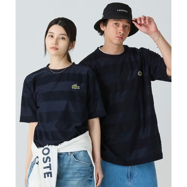 ZOZO問い合わせ番号:93692947ショップ:LACOSTE，ラコステブランド:LACOSTE，ラコステ商品名:オーバーサイズ パイル地切り替え同色ボーダーTシャツカテゴリ:トップス>Tシャツ/カットソーブランド品番:TH048J...