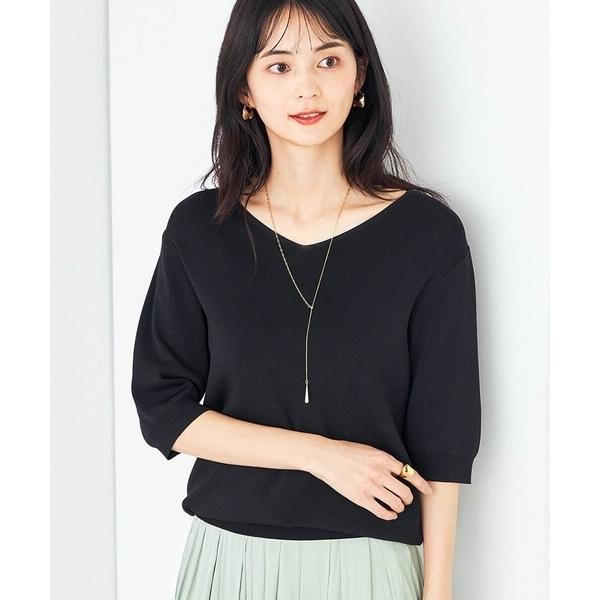 『タイムセール実施中』ZOZO問い合わせ番号:93727814ショップ:a.v.v，アー・ヴェ・ヴェブランド:a.v.v，アーヴェヴェ商品名:【接触冷感/UVカット/洗える】Vネックハーフスリーブ美ラクるサマーニットカテゴリ:トップス&gt...
