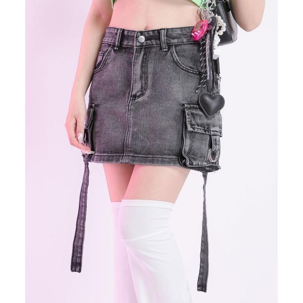 『タイムセール実施中』ZOZO問い合わせ番号:93762085ショップ:夢展望（YUMETENBO），ユメテンボウブランド:Diable baiser，ディアブルベーゼ，夢展望，ユメテンボウ商品名:ヴィンテージ加工風ポケット付デニムミニスカ...