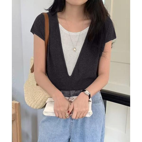 『タイムセール実施中』ZOZO問い合わせ番号:93762116ショップ:aimoha，アイモハブランド:BANICO，バニコ商品名:バイカラー半袖ニットトップス (SS)カテゴリ:トップス>ニット/セーターブランド品番:lils929...