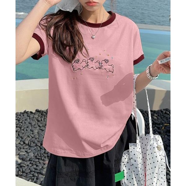 『セール実施中』ZOZO問い合わせ番号:93776320ショップ:aimoha，アイモハブランド:aimoha，アイモハ商品名:【aimoha】配色リブ＆キャラクタープリントTシャツ (SS)カテゴリ:トップス>Tシャツ/カットソーブ...