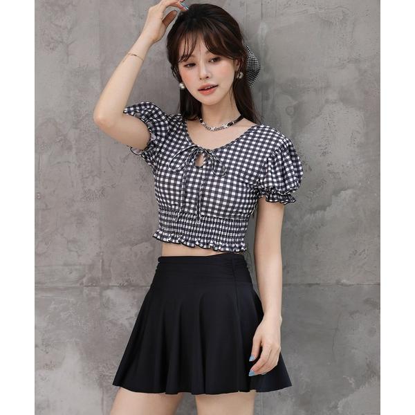 『タイムセール実施中』※このアイテムは返品・交換対象外商品です。ZOZO問い合わせ番号:93796165ショップ:TeddyShop，テディショップブランド:TeddyShop，テディショップ商品名:レディース水着 2WAYぽわん袖ギンガム...