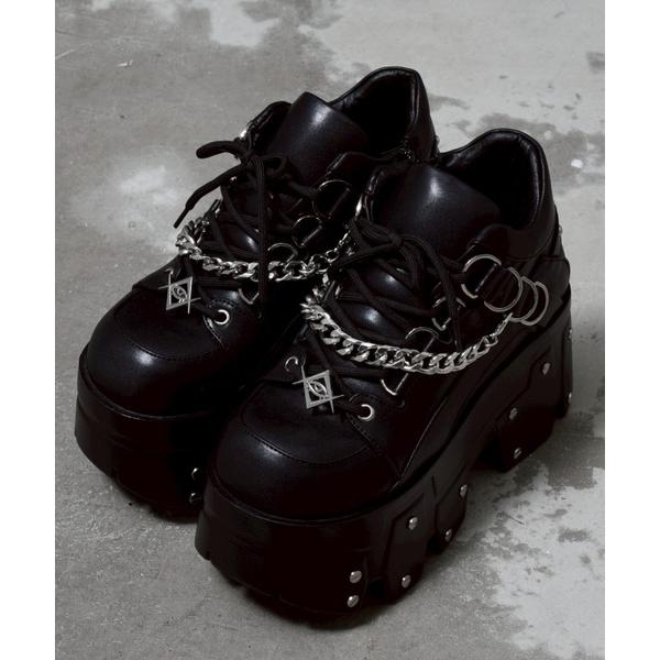 ZOZO問い合わせ番号:93857813ショップ:A'GEM/9 × .kom，エージェムナインブランド:REFLEM，レフレム商品名:『REFLEM/レフレム』チェーン付きプラットフォームシューズカテゴリ:シューズ>スニーカーブラン...