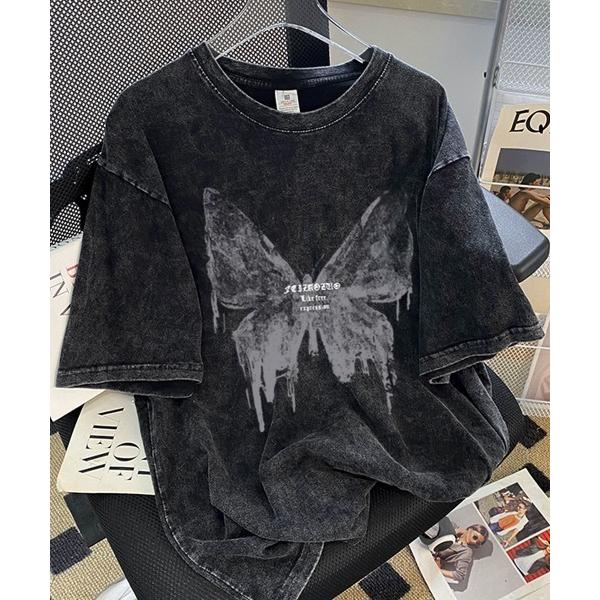 『タイムセール実施中』ZOZO問い合わせ番号:93862601ショップ:Auntie Rosa，アンティローザブランド:LETee，レティー商品名:バタフライプリントティーシャツカテゴリ:トップス>Tシャツ/カットソーブランド品番:X...