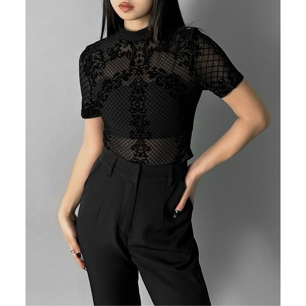 『タイムセール実施中』ZOZO問い合わせ番号:93897739ショップ:LVEU.，ラブユ.ブランド:LVEU.，ラブユ.商品名:【LVEU.】レースデザイン半袖ボディスーツ / トップス カットソー ストレッチ レース ボディースーツ ベ...