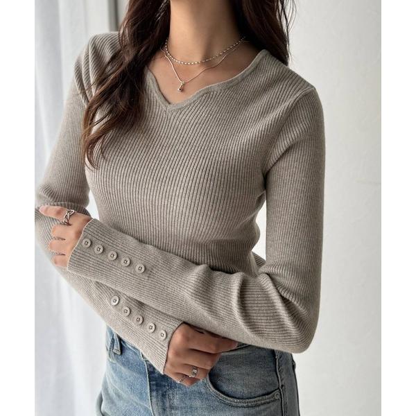 『タイムセール実施中』ZOZO問い合わせ番号:93898065ショップ:Classical Elf，クラシカルエルフブランド:classicalelf，クラシカルエルフ商品名:デコルテラインで魅せる♪カーヴィーネックリブニット（長袖）カテゴ...