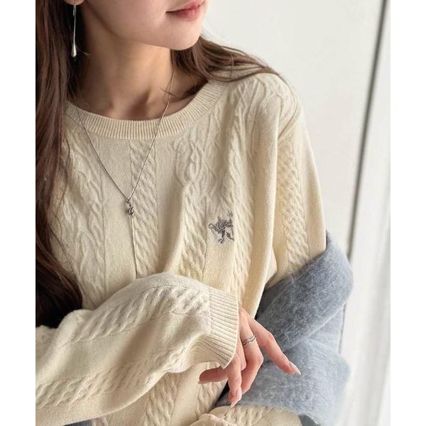 『タイムセール実施中』ZOZO問い合わせ番号:93898088ショップ:Classical Elf，クラシカルエルフブランド:classicalelf，クラシカルエルフ商品名:大人のためのコンパクトニット。胸刺繍ショート丈ケーブル編みニット...