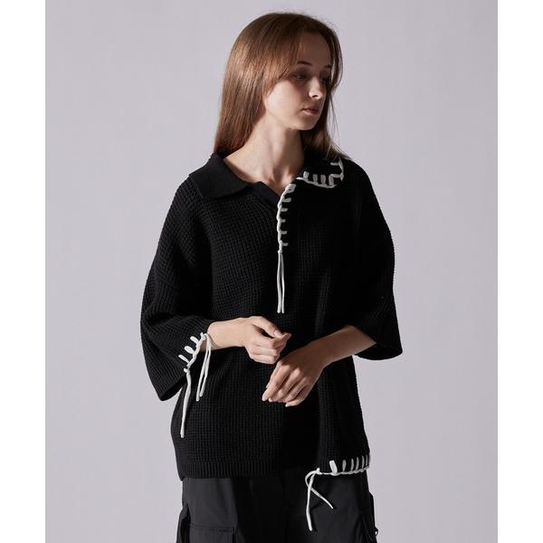 ZOZO問い合わせ番号:93914340ショップ:EMMA CLOTHES，エマ クローズブランド:CLEL，クレイル商品名:【CLEL】Hand Stitched Waffle Skipper Short Sleeve Knit Polo...