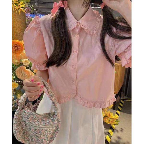 『セール実施中』ZOZO問い合わせ番号:93930855ショップ:WEGO，ウィゴーブランド:WEGO，ウィゴー商品名:WEGO/フリルガーリー丸襟ブラウスカテゴリ:トップス>シャツ/ブラウスブランド品番:DF25SM03-L0002...