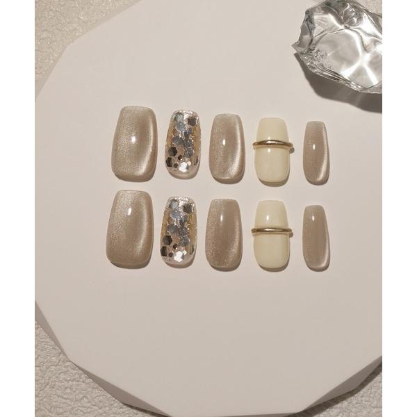 『タイムセール実施中』※このアイテムは返品・交換対象外商品です。コスメ商品ZOZO問い合わせ番号:93992706ショップ:Anail，エーネイルブランド:Anail，エーネイル商品名:3D水光ネイルベージュマグネットゴールドラメリングスク...