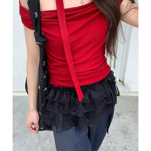 ZOZO問い合わせ番号:93993288ショップ:VIBGYOR，ヴィブジョーブランド:MEMECLE，メメクル商品名:【 MEMECLE / メメクル 】レースレイヤードスカート 巻きスカートカテゴリ:スカート>スカートブランド品番...