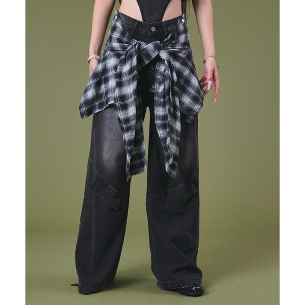 『タイムセール実施中』ZOZO問い合わせ番号:93994446ショップ:WEGO，ウィゴーブランド:DISPARK，ディスパーク，WEGO，ウィゴー商品名:DISPARK/フェイクシャツスリーブデニムカテゴリ:パンツ>デニムパンツブラ...