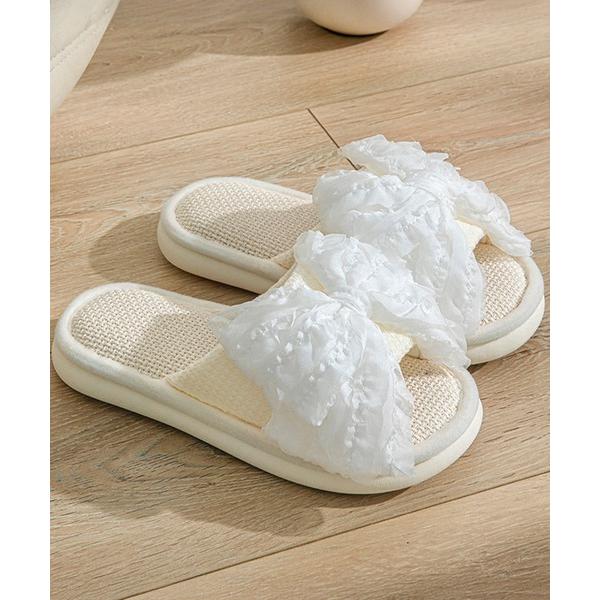 『タイムセール実施中』ZOZO問い合わせ番号:93994617ショップ:Lace Ladies，レースレディースブランド:Lace Ladies，レースレディース商品名:フリル リボン オープン フラット スリッパカテゴリ:インテリア&gt...