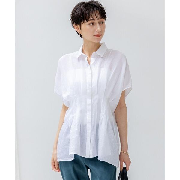 『セール実施中』ZOZO問い合わせ番号:94027255ショップ:23区，ニジュウサンクブランド:23区 L，ニジュウサンクオオキイサイズ，23区，ニジュウサンク商品名:【洗える】LIBECOリネン タック デザイン シャツカテゴリ:トップ...