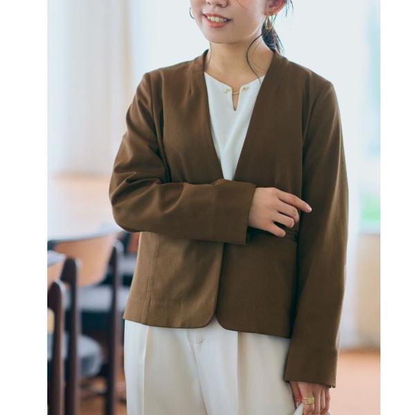 『セール実施中』ZOZO問い合わせ番号:94062357ショップ:COHINA STORE，コヒナストアブランド:COHINA，コヒナ商品名:ウォッシャブルノーカラージャケット 【低身長・小柄女性】カテゴリ:ジャケット/アウター>その...