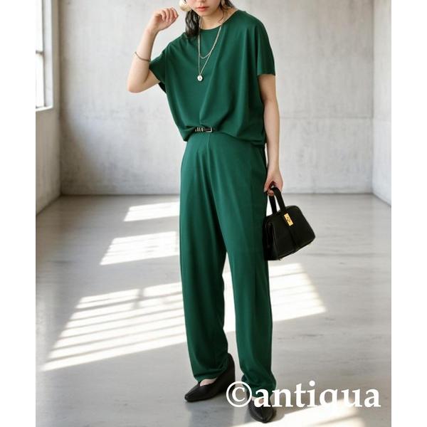 『タイムセール実施中』ZOZO問い合わせ番号:94062745ショップ:antiqua，アンティカブランド:antiqua，アンティカ商品名:コーデセット フレンチスリーブトップス テーパードパンツカテゴリ:トップス>Tシャツ/カット...