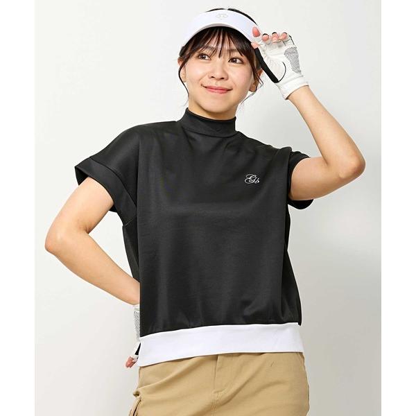 『タイムセール実施中』ZOZO問い合わせ番号:94096283ショップ:TopIsm，トップイズムブランド:TopIsm，トップイズム商品名:ゴルフウェア モックネックシャツ 半袖 フレンチスリーブ 体型カバー トップス 刺繍 レディースカ...