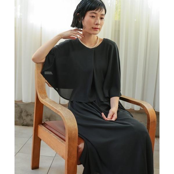 ZOZO問い合わせ番号:94130803ショップ:nissen，ニッセンブランド:Neina，ネイナ商品名:【喪服・礼服】日本製生地使用　洗える防しわ前開きケープ風ワンピース＜大きいサイズ有＞〔Neina〕カテゴリ:フォーマルスーツ/小物&...