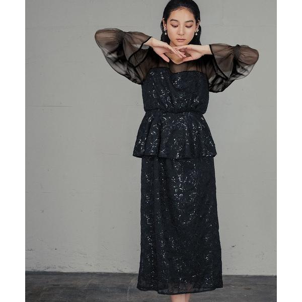 『タイムセール実施中』ZOZO問い合わせ番号:94131578ショップ:RIVER FIELD &amp; Co.，リバーフィールド　アンド　コーブランド:GIRL，ガール商品名:シアースリーブ ペプラム スパンコール 花柄 Iライン ロン...