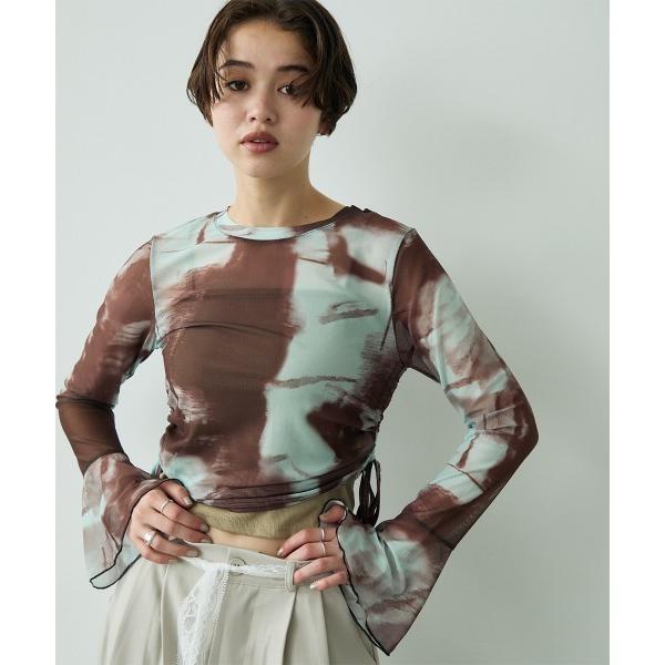 『セール実施中』ZOZO問い合わせ番号:94131739ショップ:Auntie Rosa，アンティローザブランド:Clum，クルム商品名:Side shirred mermaid sleeve abstract sheer top / サイ...