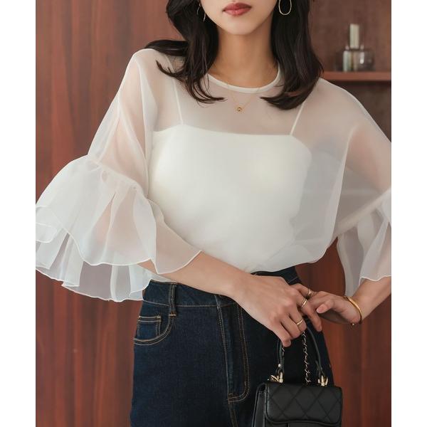 ZOZO問い合わせ番号:94132304ショップ:kobelettuce，コウベレタスブランド:KOBE LETTUCE，コウベレタス商品名:シアーフリルスリーブブラウスカテゴリ:トップス>シャツ/ブラウスブランド品番:C7471素材...