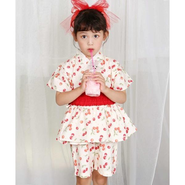 『セール実施中』ZOZO問い合わせ番号:94133367ショップ:BEBE ONLINE STORE，ベベ オンラインストアブランド:SLAP SLIP，スラップスリップ商品名:【お揃い】モチーフ総柄甚平+作り帯セット(80~130cm)カ...