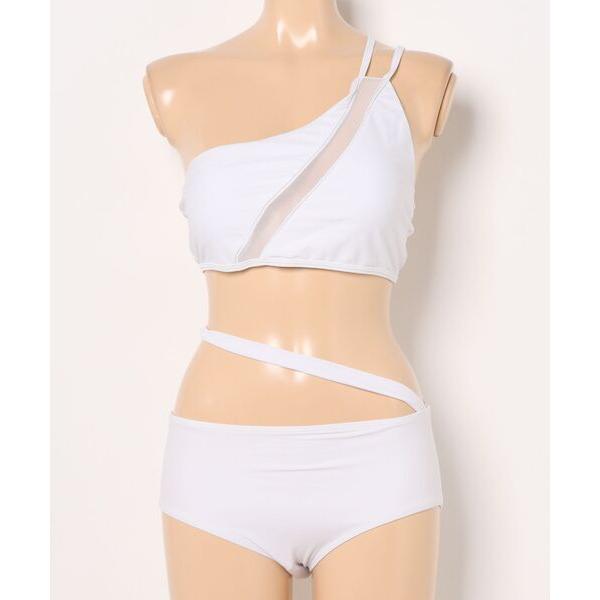 『タイムセール実施中』※このアイテムは返品・交換対象外商品です。ZOZO問い合わせ番号:94154146ショップ:Ritzy，リッツィーブランド:Ritzy，リッツィー商品名:シースルー切り替え ワンショルダー ハイウエストビキニ 水着カテ...