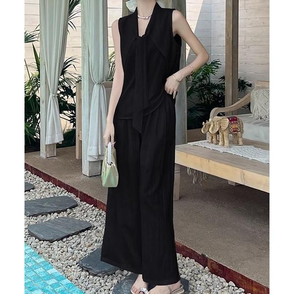 ZOZO問い合わせ番号:94227573ショップ:Ulysses，ユリシスブランド:LAFFMO，ラフモ商品名:ノースリーブブラウスとワイドパンツ　セットアップカテゴリ:ジャケット/アウター>セットアップブランド品番:UDZ25S27...